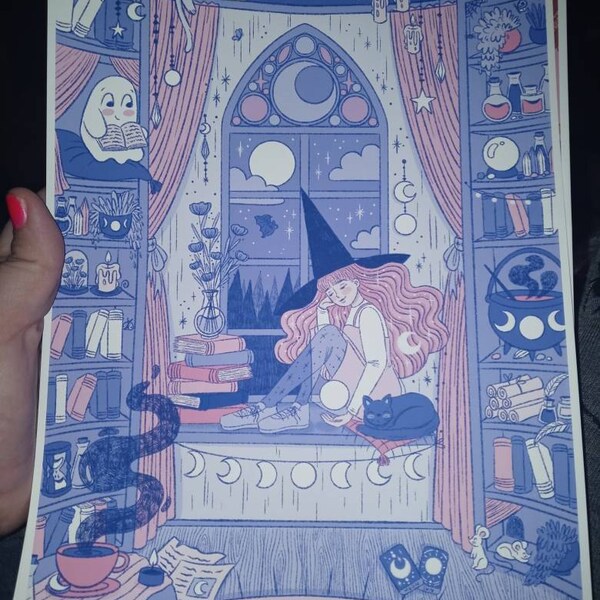 Astronomy Witch Art Print | Poster, Digital Illustration, Artwork ...
