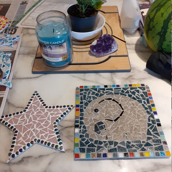 Elephant Mosaic Kit, Grey Baby African Elephant, Make Your Own, Craft ...