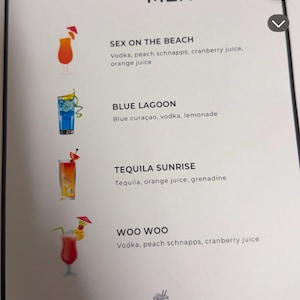 Personalised Cocktail Menu (A4), Modern Editable Drink Menu, Signature ...