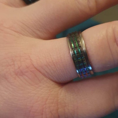 Spinner Ring Rainbow Multicolour , Meditation Ring, Spinning Ring ...