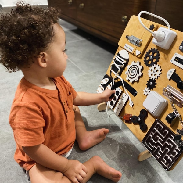 Fidget Busy Board 1 2 3 Year Old, First Birthday Gift, Toddler ...