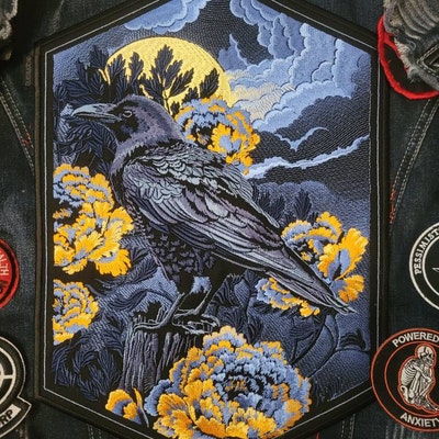 Raven Patch, Back Patch, Battle Jacket Patch, Iron on Patches, Creepy ...