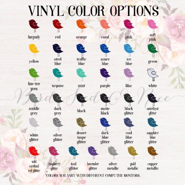 Vinyl Color Options Chart for Store Owners, Color Mockups, Oracal 631 ...