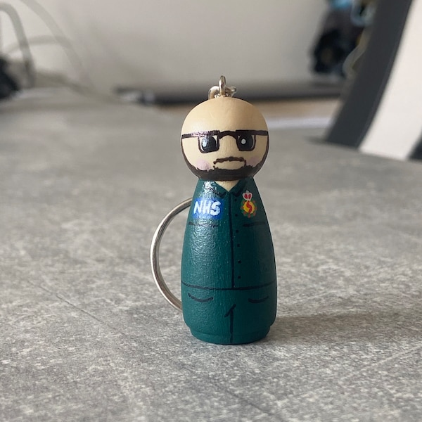 Paramedic Peg Doll Keyring / Charm 4.3cm (personalised) NHS Key Worker ...