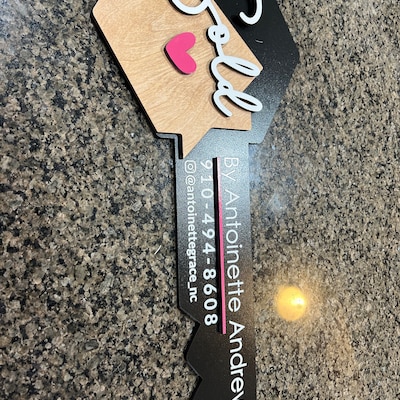 Sold Sign, Realtor Key Sign, Closing Photo Prop, Modern Key Sign for ...