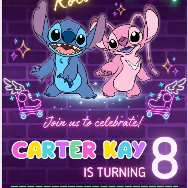 Personalized Stitch Sleepover Party Invitation, Stitch Birthday ...