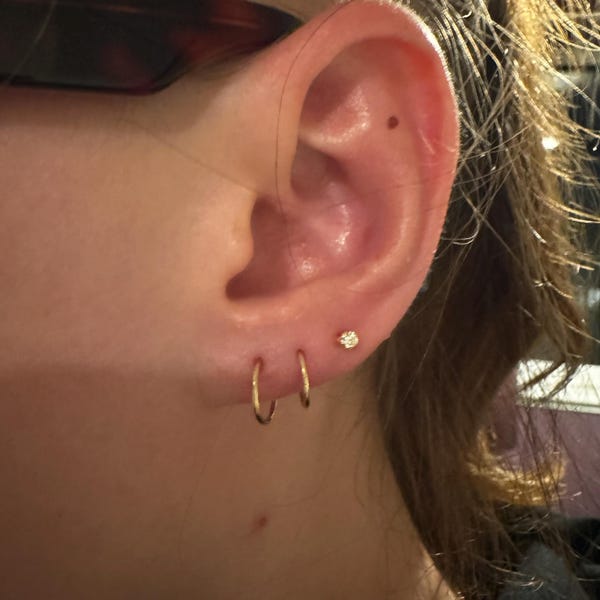 14K Solid Gold Hinged Clicker Hoop Belly Button Hoop Huggie Hoop ...