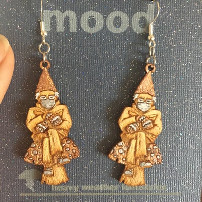 Grumpy Bernie Garden Gnome Earrings, Funny Earrings - Etsy