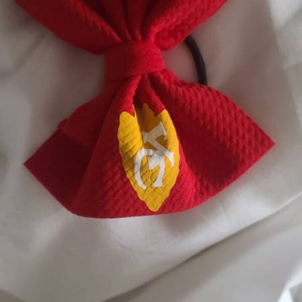 KC Chief Bows Kansas City Chiefs Clip or Nylon OR Custom NFL Team Bow ...