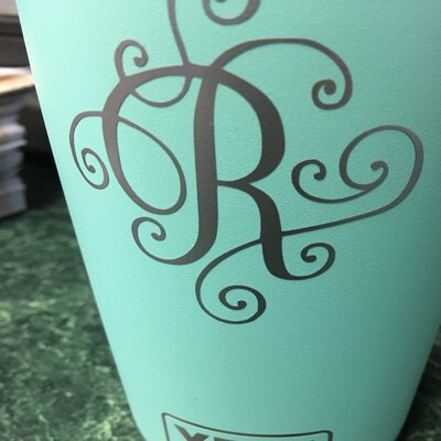 Initial Decal Monogrammed Decal Initial Sticker Elegant Initial Tumbler ...