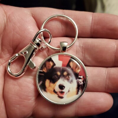 Large Double Sided Photo Keychain 1.25 Inch 2 Pictures of Children Dog ...