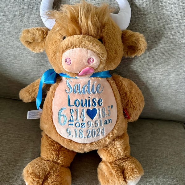 Personalized Birth Stats Stuffed Animal, New Baby Gift, Personalized ...