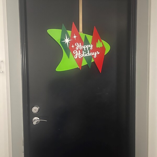 Vintage Christmas Sign Atomic Boomerang | Mid Century Modern Holiday ...