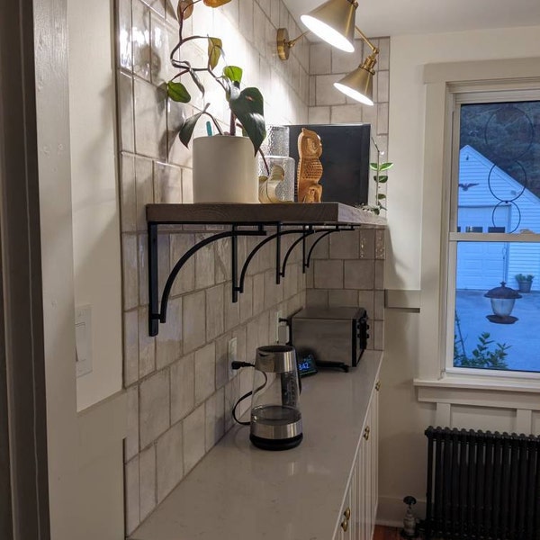 Heavy Duty White Metal Tree Branch Shelf Bracket, Rustic Steel Shelf ...