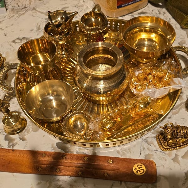 Pure Brass Pooja Thali | Pooja Thali Set | Housewarming Essential ...