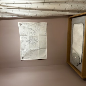 Small World Map Fabric Wall Hanging Natural Organic Cotton 67x46cm ...