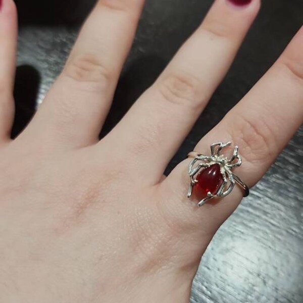Spider Gemstone Stacking Ring, Spider Web Ring, Gothic Spider Ring ...