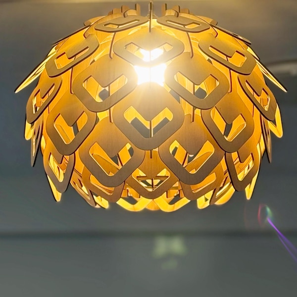 MONSTERA Mid-modern Wood Pendant Lightning, Wood Lamp, Wooden Lamp ...