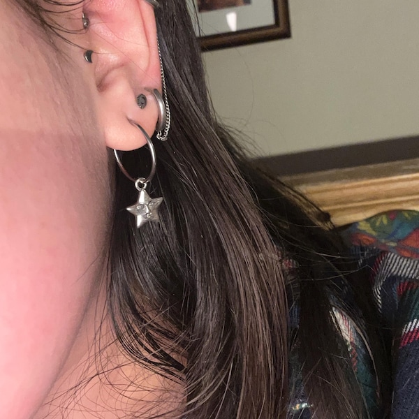 Set 4 Earring Set Jewelry Set Earring Bundle Blue Moon Hoops Crescent Moon Hoop Lock Earrings ...