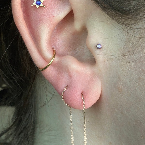 Tragus Stud Flat Back. Conch Earring. Labret Jewelry. Forward Helix ...