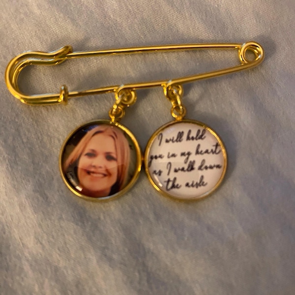 Gold Memorial Photo Lapel Pin Gift for Groom From Bride Custom Memorial ...