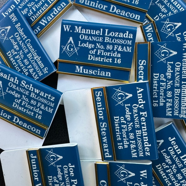Over Pocket Masonic Officer or Members Name Badge With Interchangeable ...