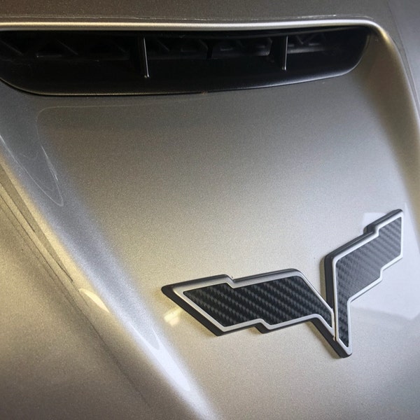C6 Corvette Flag Emblem Overlay Decal Black Carbon Fiber - Etsy