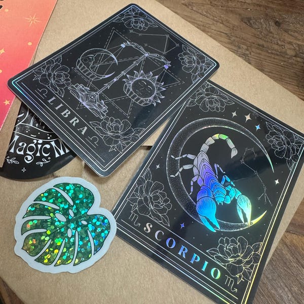 Zodiac Sign Holographic Stickers - Etsy