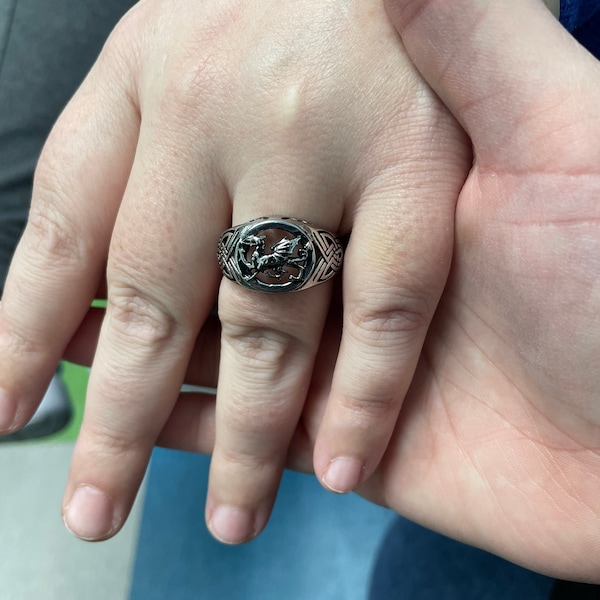 Men's 316L Stainless Steel Welsh Dragon Ring (S234), Men's Signet Ring ...