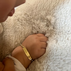 14K Real Gold Baby ID Bracelet, Personalize Baby Girl Boy Bracelet ...