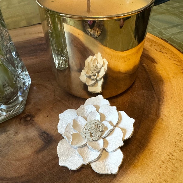 White Flower Purse Charm, Single Magnolia Flower Purse Charm, Genuine ...