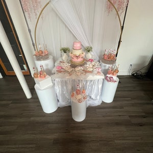 Set of 3 Pcs Plinths Gold Round Metal Plinths Wedding Backdrop Stand ...