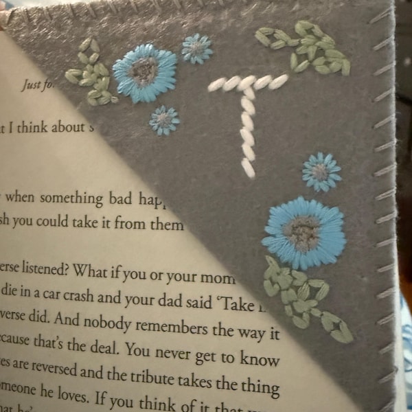 Handmade Embroidered Corner Page Bookmark, A to Z Letters Personalized ...