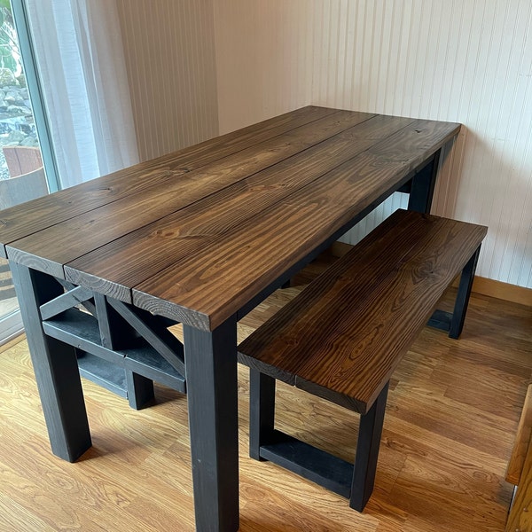 White Wash Farmhouse Table With Benches Rustic Wooden Gray White Wash ...