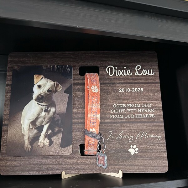 Custom Pet Collar Memorial Plaque, Personalized Dog Cat Memorial Sign ...