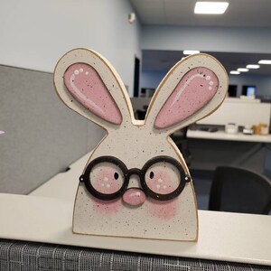 Nerdy Bunny With Glasses Decor, Easter Bunny, Wooden Bunny Decor ...