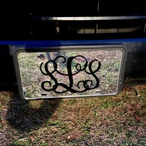 Monogram License Plate Chrome, Monogram Car Tag, Chrome Monogram ...