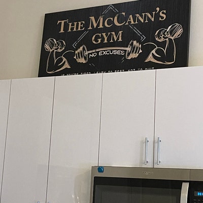 Home Gym Sign No Excuses Custom Name Workout Room Wall Art Cross Fit ...