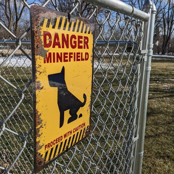 Dog Poop Sign | Funny Metal Sign for Dog Owners | Rustic Aged ...