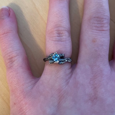 Two Branch Engagement Ring With Topaz, Twig Topaz Ring, Tree Engagement ...