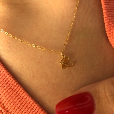 Gold B Initial Necklace B Letter Necklace Alphabet Necklace - Etsy