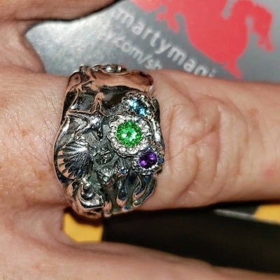 Ocean Ring Silver Tide Pool Ring With Gemstones Ocean Jewelry Shell ...