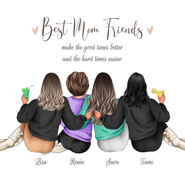Personalized Best Friends Print, Custom 3 Friend Prints, Three Best ...