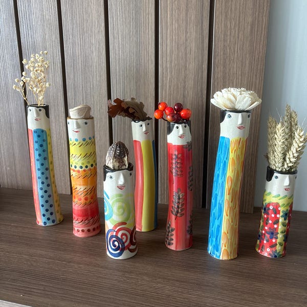 Crazy Family Ceramic Bud Vases • Pottery Vases for Dried Flowers ...