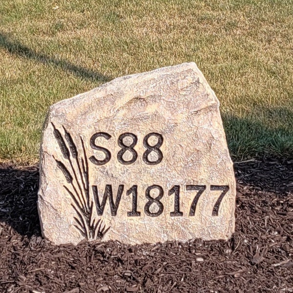 Address Stone - Artificial - With Logo/symbol and House Number or ...