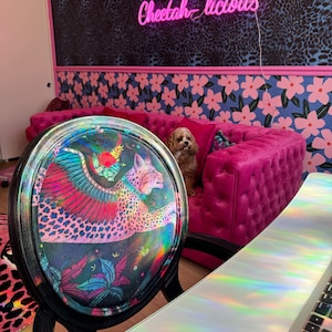 Funky Hot Pink Leopard Dining Chair - Etsy