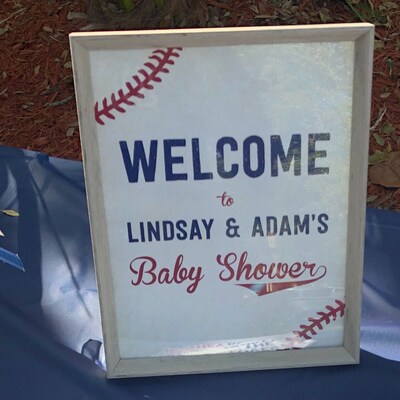 Baseball Baby Shower Welcome Sign Printable Personalized Shower Welcome ...