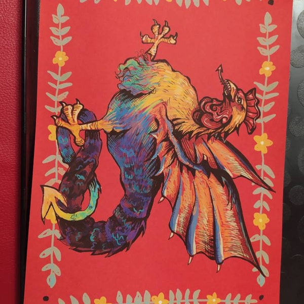 Basilisk - Poster - Slavic Folklore - Bestiary - Folk Art - Print ...