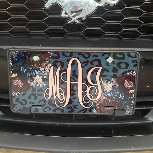 Leopard Cheetah Floral Personalized License Plate and Accessories ...