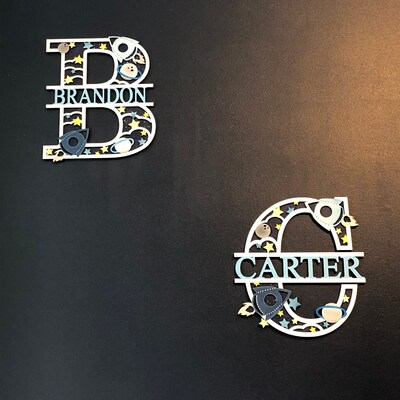 Space Rocket Letter Personalised Kids Nursery Wall Art Hand Painted Any ...